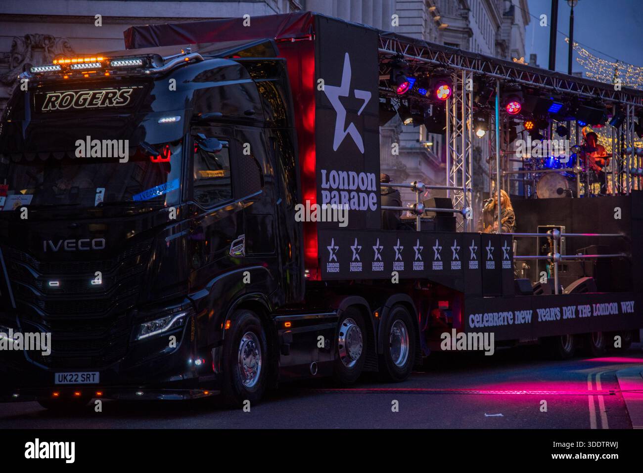 Musician Sam Ryder performs during the London New Year’s Day Parade ...