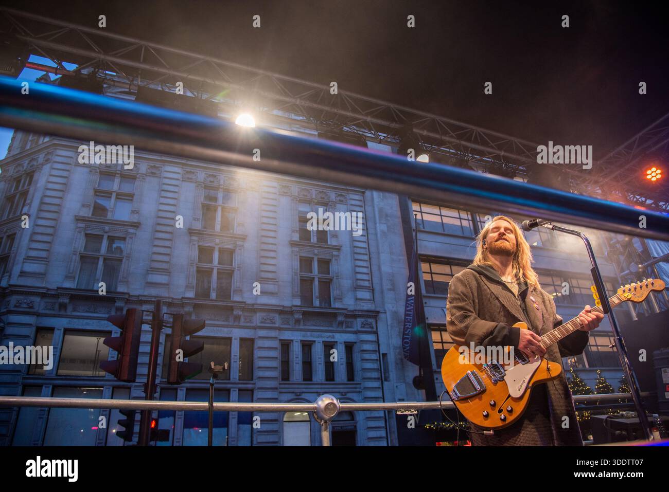 Musician Sam Ryder performs during the London New Year’s Day Parade ...