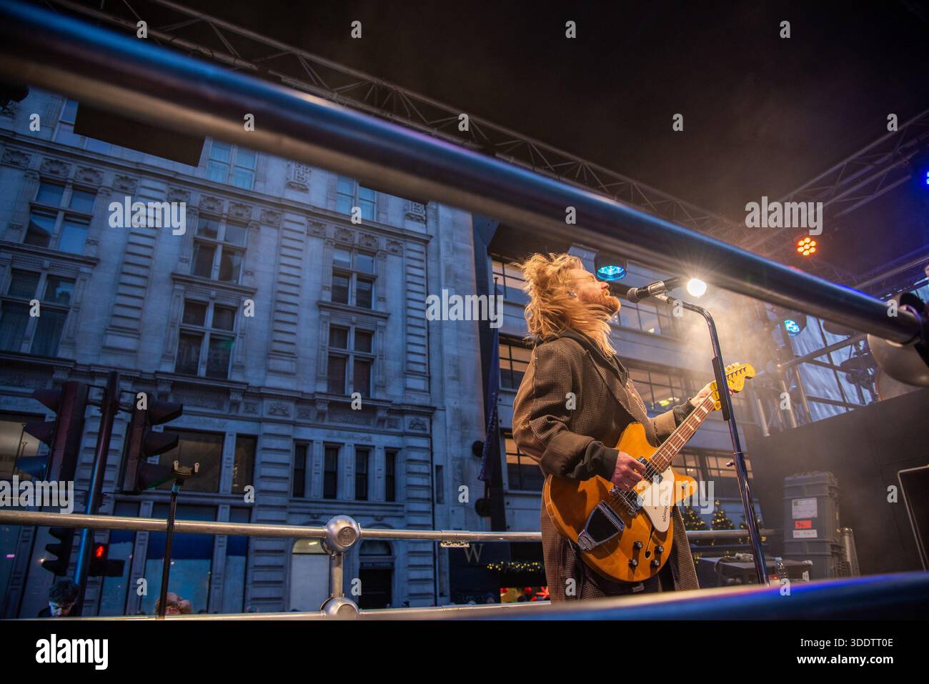 Musician Sam Ryder performs during the London New Year’s Day Parade ...