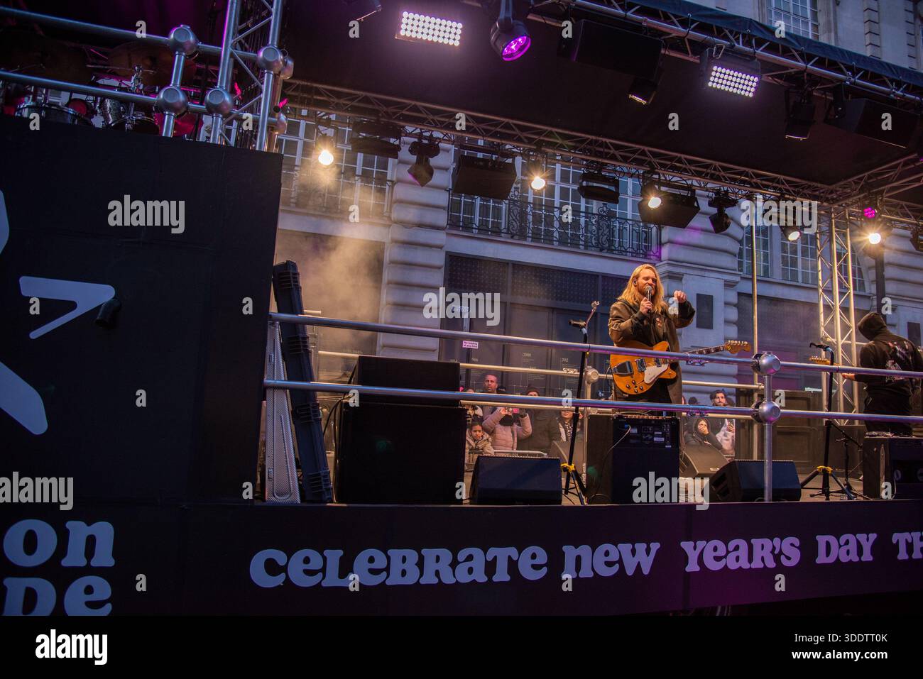 Musician Sam Ryder performs during the London New Year’s Day Parade ...