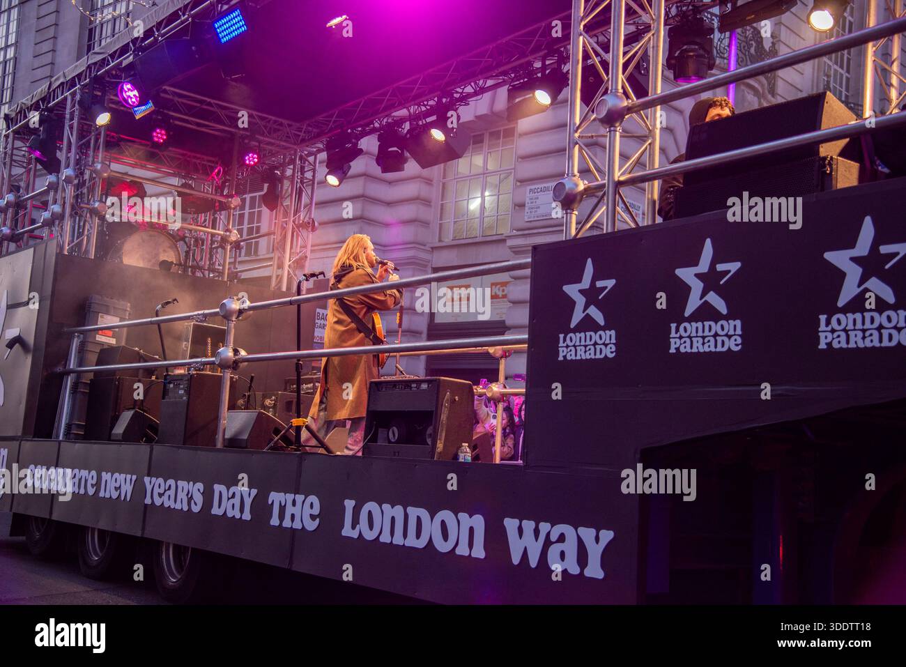Musician Sam Ryder performs during the London New Year’s Day Parade ...