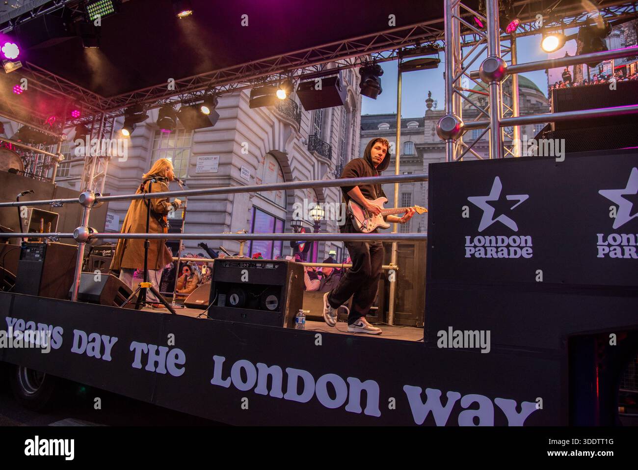 Musician Sam Ryder performs during the London New Year’s Day Parade ...