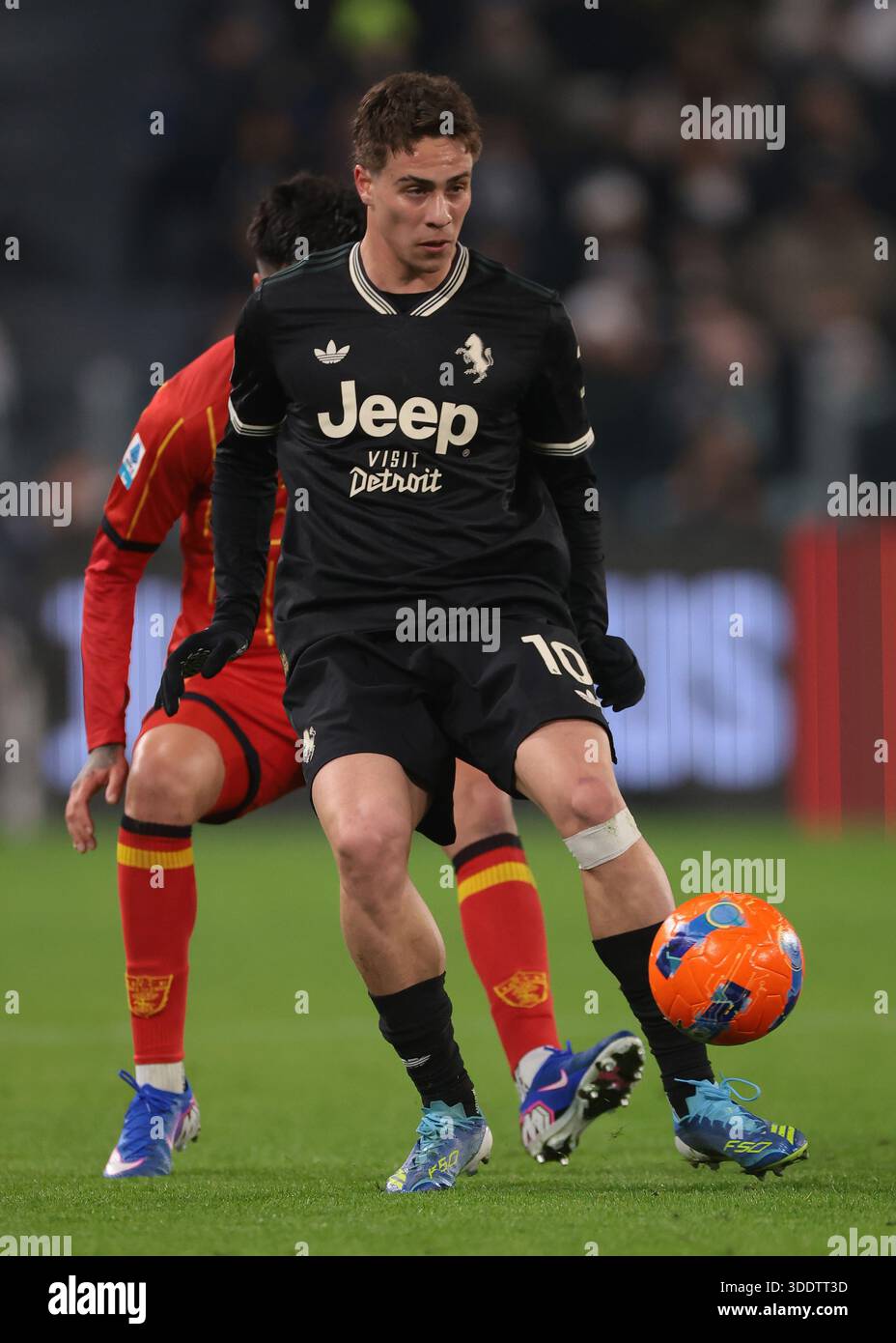 Turin, Italy, 3rd January 2026. Kenan Yildiz of Juventus shields the ...