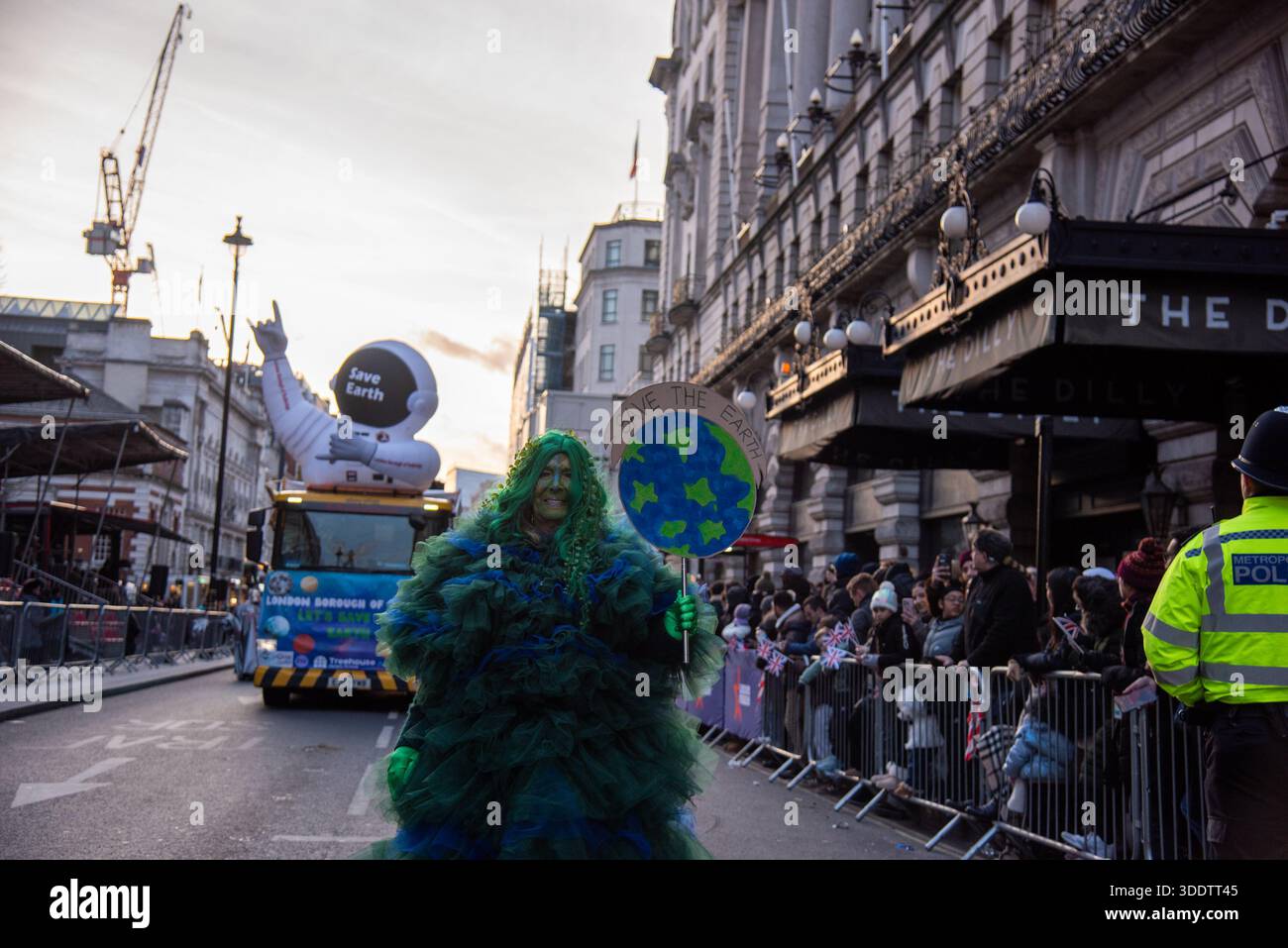 Save the Earth performers seen during the London New Year’s Day Parade ...