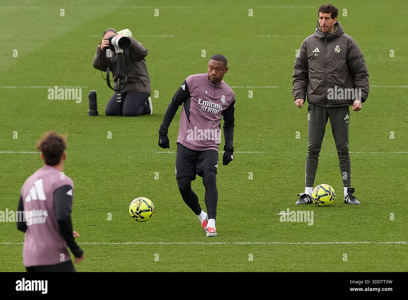 David Alaba of Real Madrid CF is seen in action during a training ...