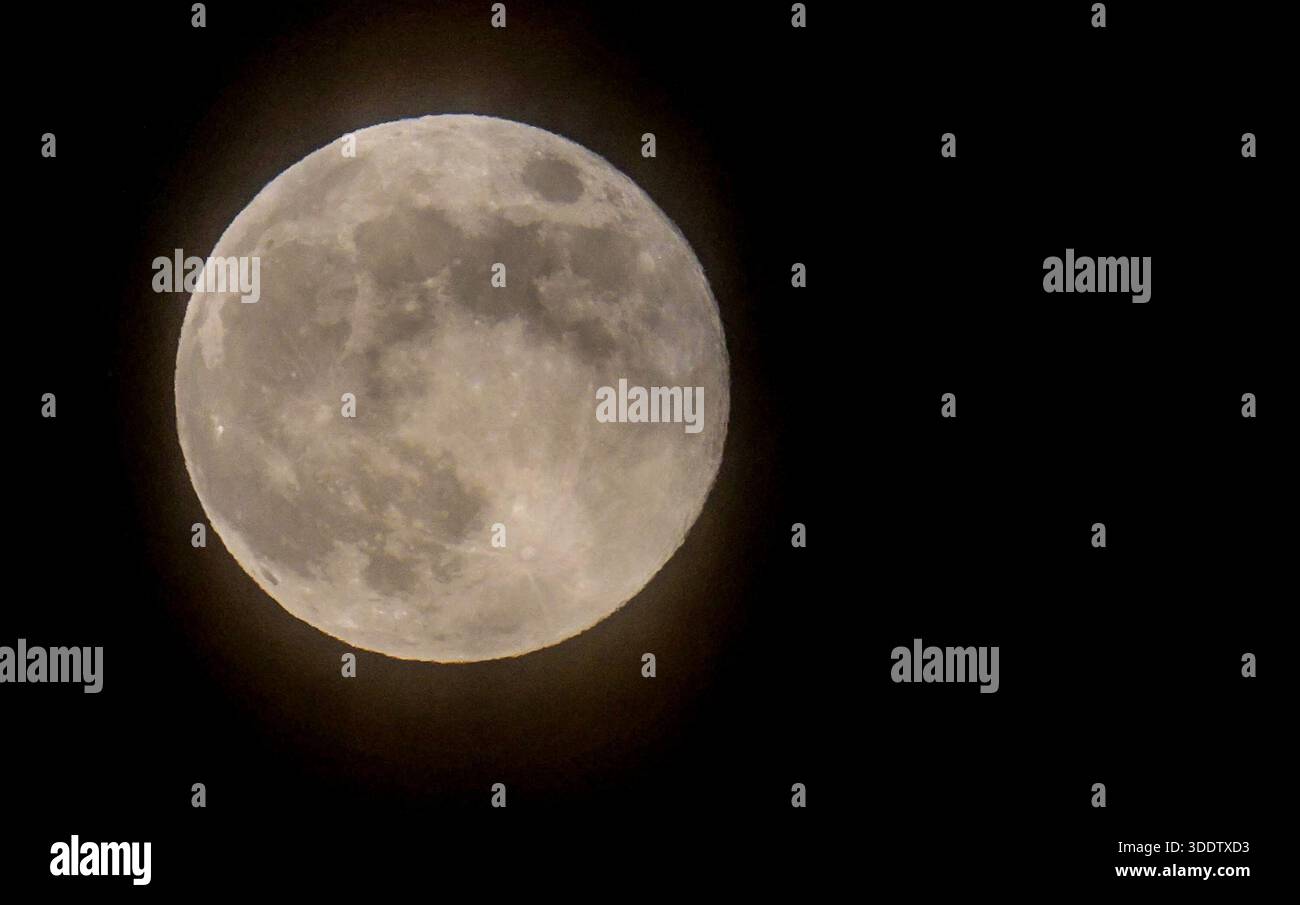 County Down, Northern Ireland, UK, 03 Jan 2026. The first full moon of ...