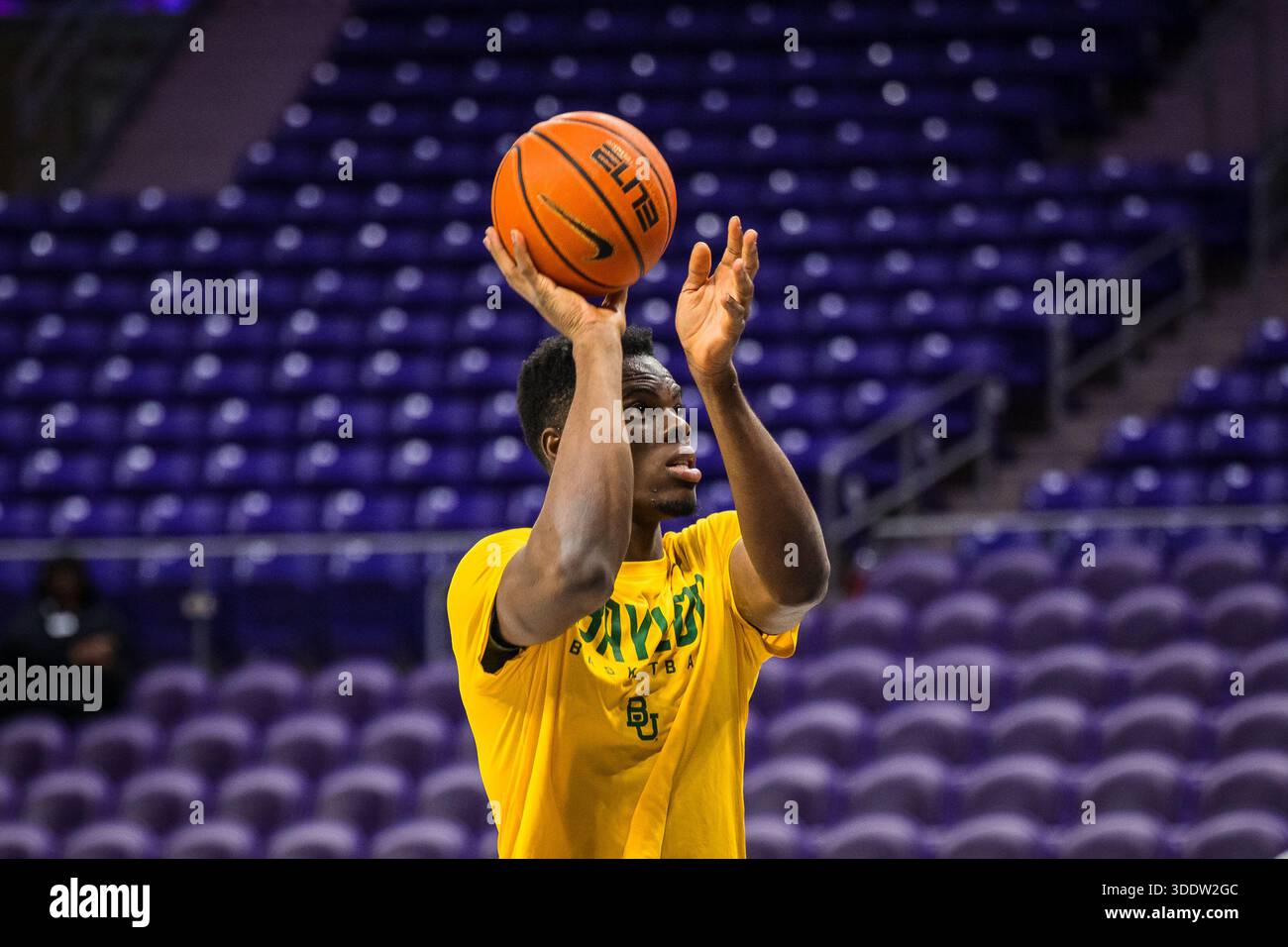 Baylor center James Nnaji warms up before an NCAA college basketball ...
