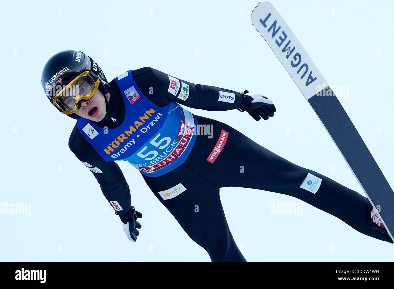 Valentin Foubert, of France, soars through the air during his ...