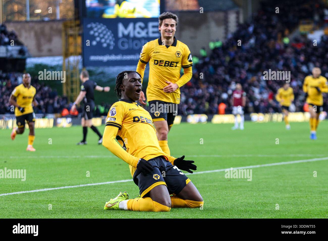 Mateus Mane (36 Wolves) celebrates scoring the third Wolves goal during ...