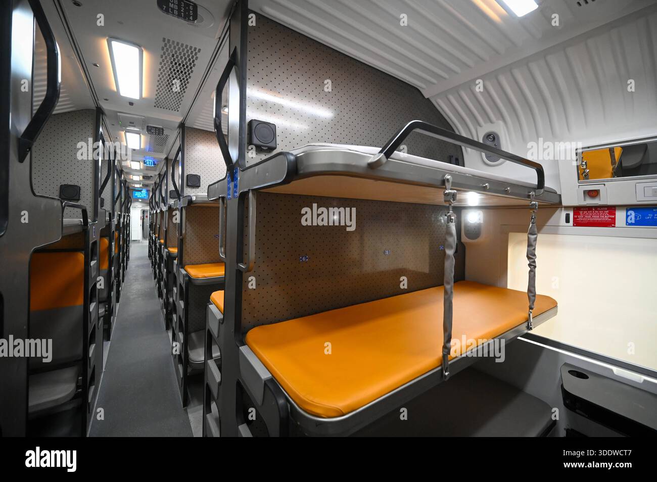 NEW DELHI, INDIA - JANUARY 3: A view inside the newly built Sleeper ...