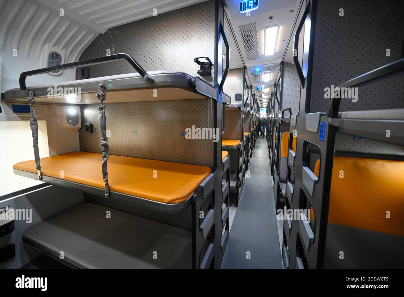 NEW DELHI, INDIA - JANUARY 3: A view inside the newly built Sleeper ...