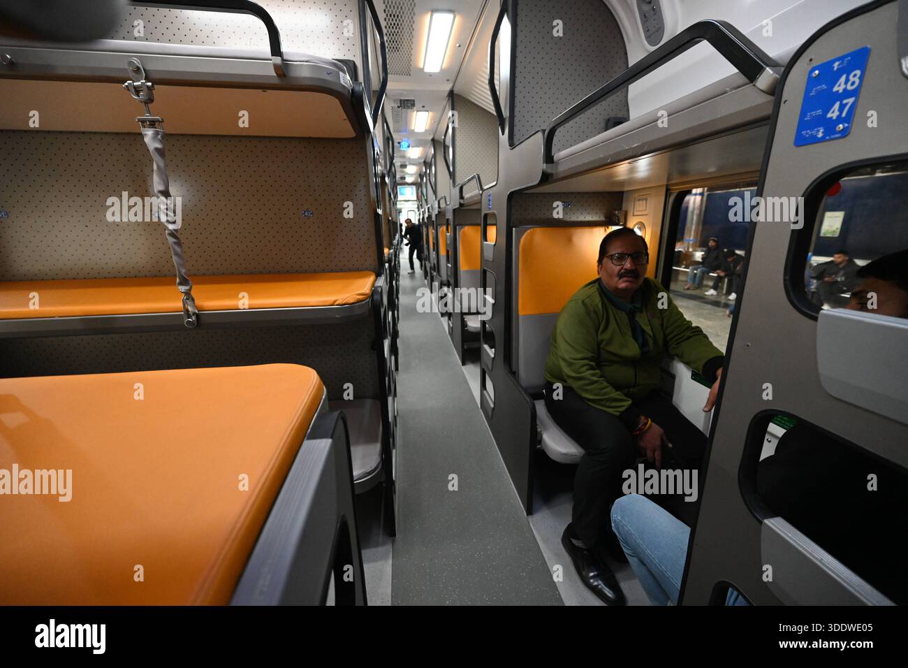 NEW DELHI, INDIA - JANUARY 3: A view inside the newly built Sleeper ...