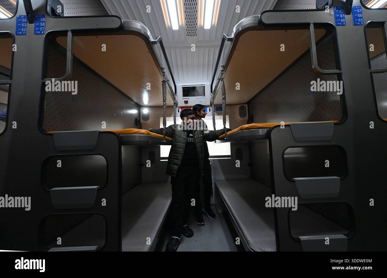 NEW DELHI, INDIA - JANUARY 3: A view inside the newly built Sleeper ...