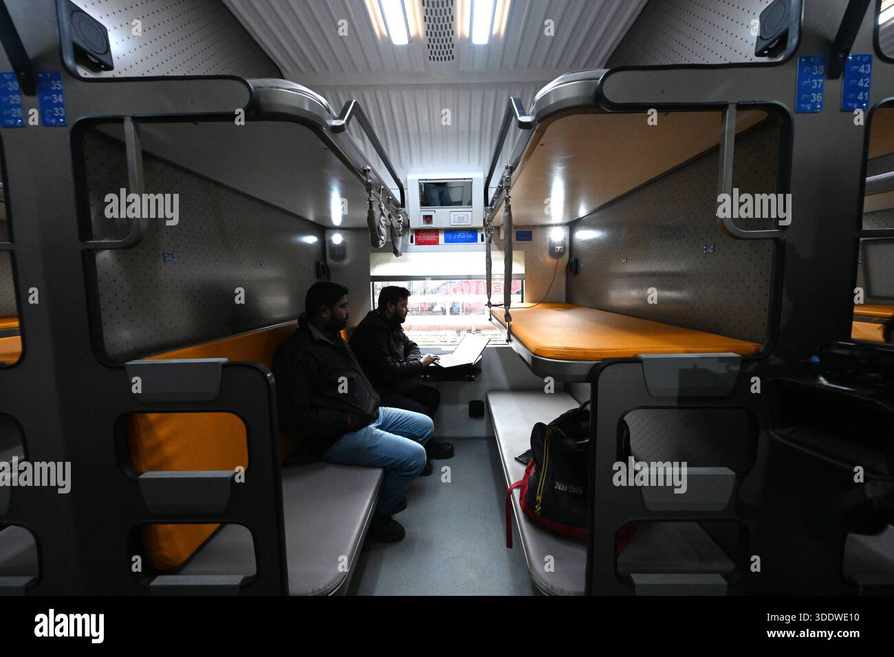 NEW DELHI, INDIA - JANUARY 3: A view inside the newly built Sleeper ...