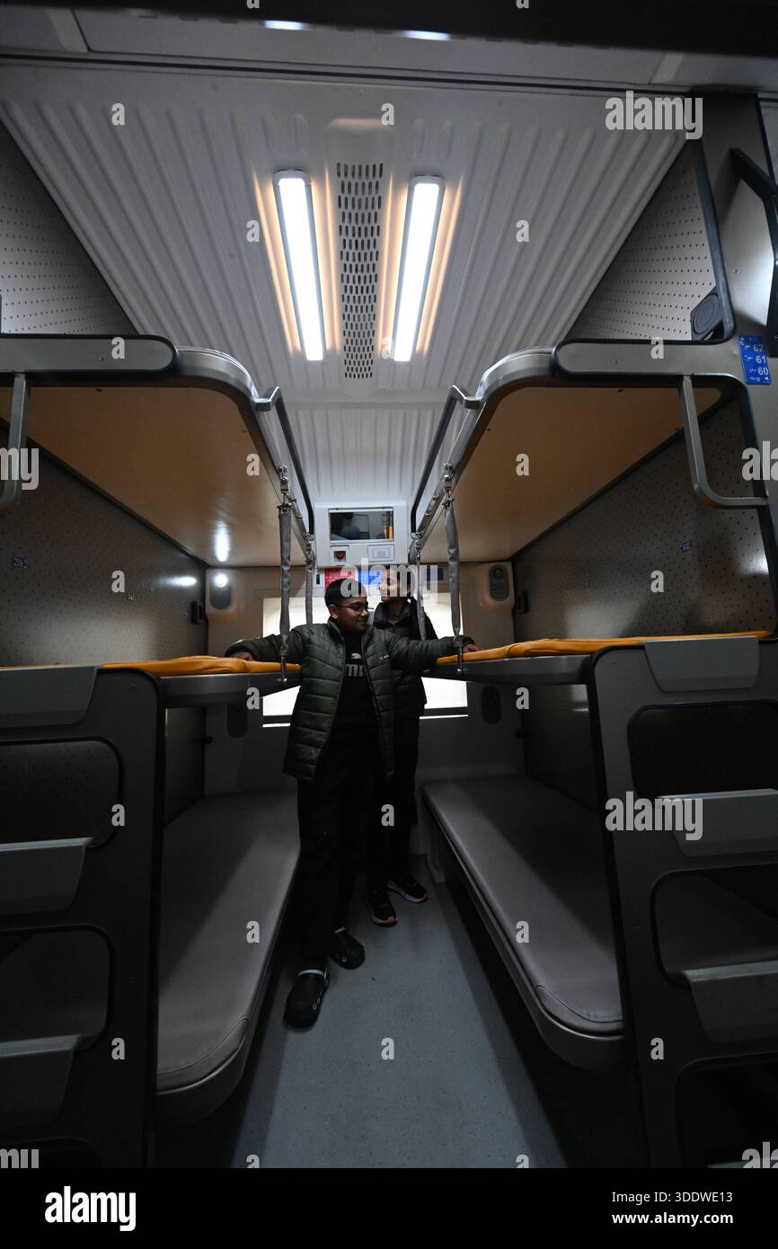 NEW DELHI, INDIA - JANUARY 3: A view inside the newly built Sleeper ...