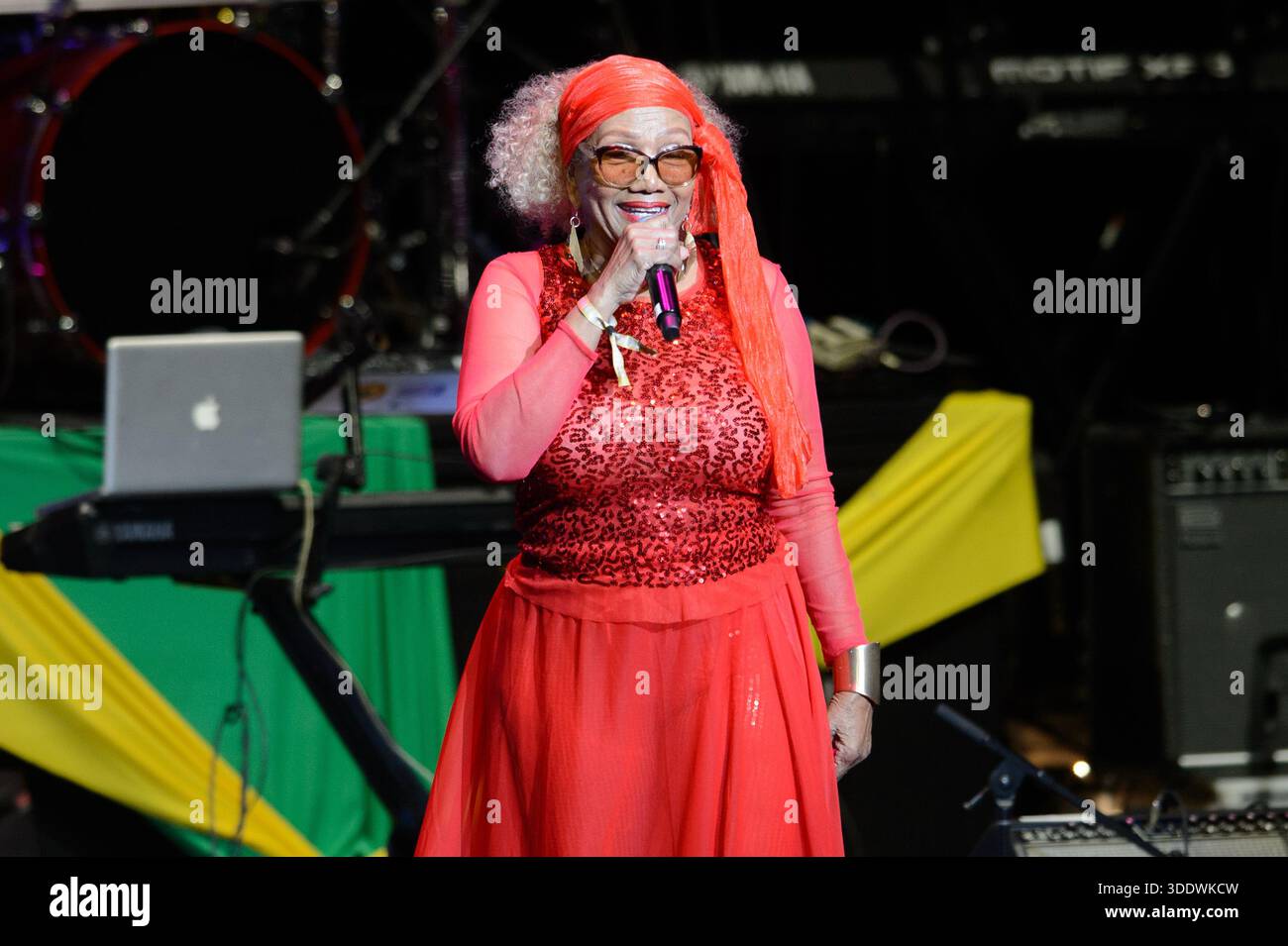 Marcia Griffiths performs in Hollywood, Florida on January 2, 2026. The ...