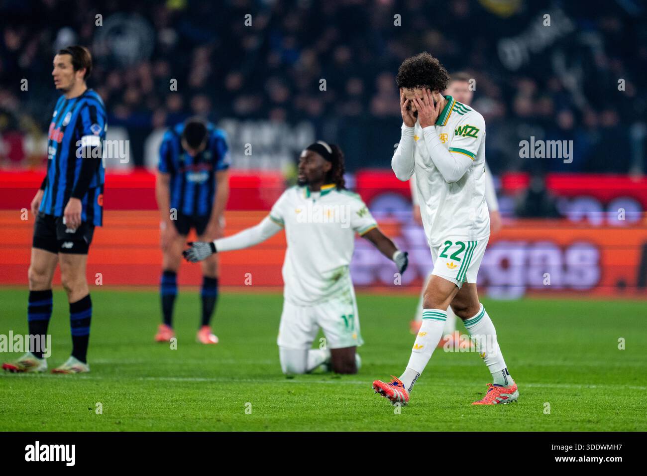 BERGAMO, ITALY - JANUARY 3: Mario Hermoso of AS Roma reacts during the ...