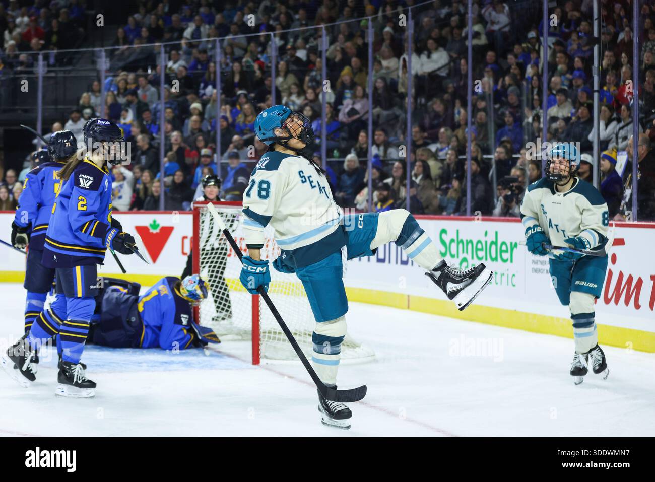 Seattle Torrent's Lexie Adzija (78) celebrates a goal against the ...