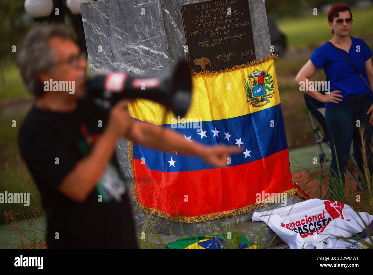 Protesters rally outside Venezuela's Embassy in Brasilia, Brazil ...