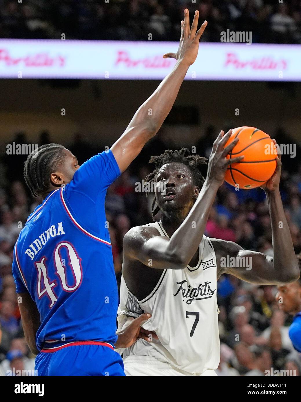 Central Florida center John Bol (7) lines up a shot against Kansas ...