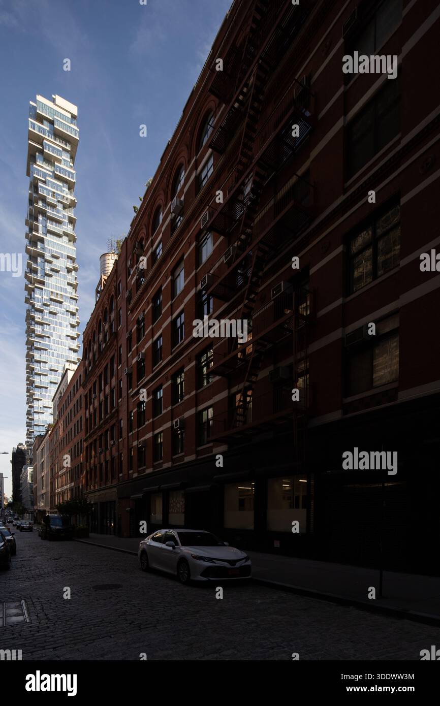 The iconic "Jenga Tower" at 56 Leonard Street in Tribeca, New York City ...