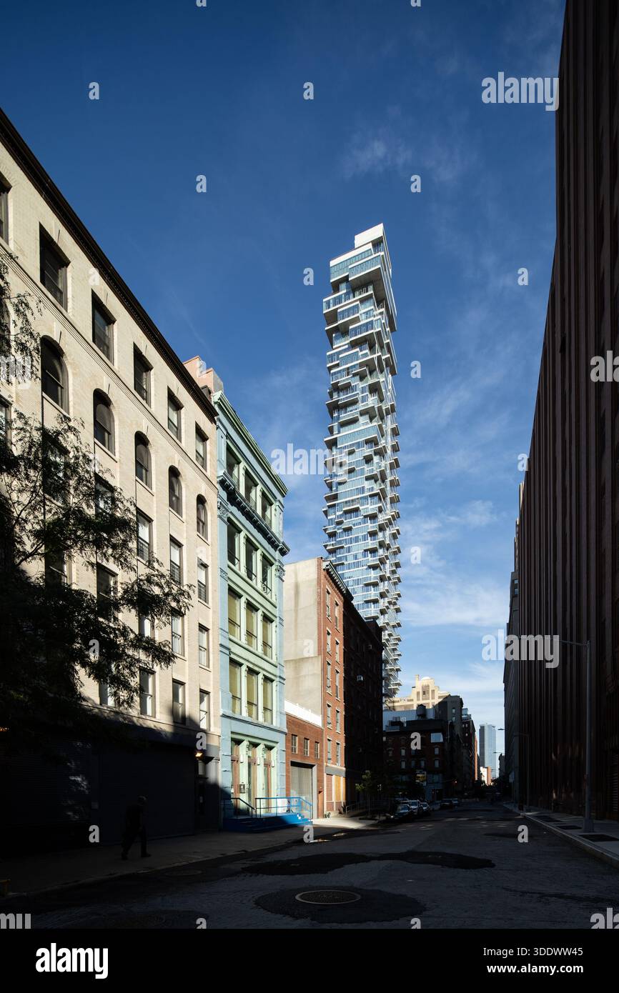 The iconic "Jenga Tower" at 56 Leonard Street in Tribeca, New York City ...
