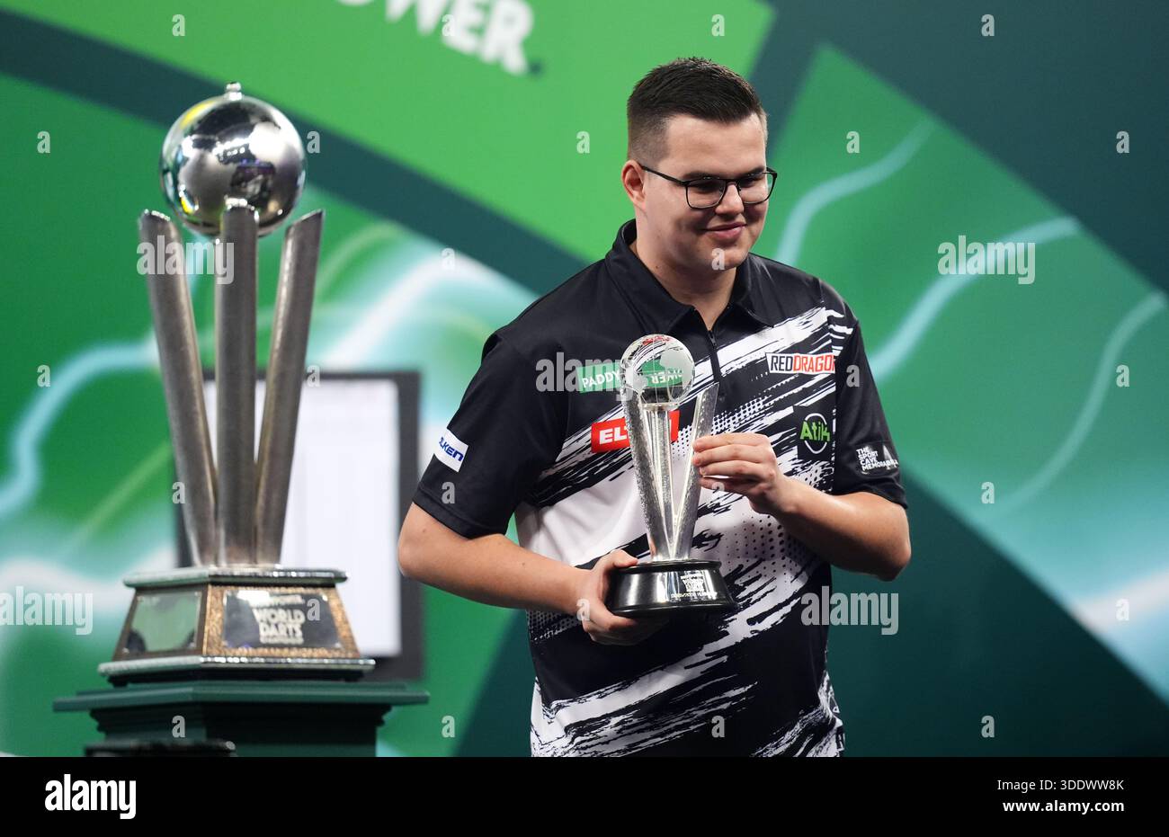 Runner-up Gian van Veen after defeat to Luke Littler in the final of ...