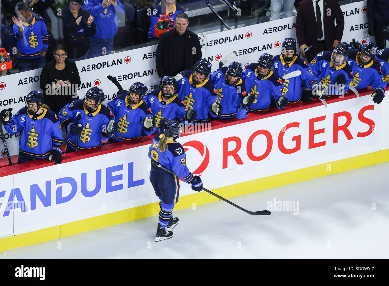 Toronto Sceptres teammates celebrate a goal against the Seattle Torrent ...