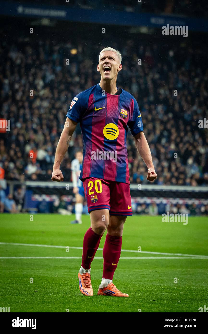 Dani Olmo (FC Barcelona) celebrates after scoring his team's goal ...
