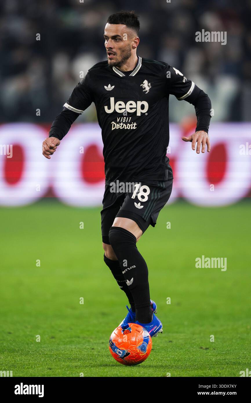 Filip Kostic of Juventus FC in action during the Serie A football match ...