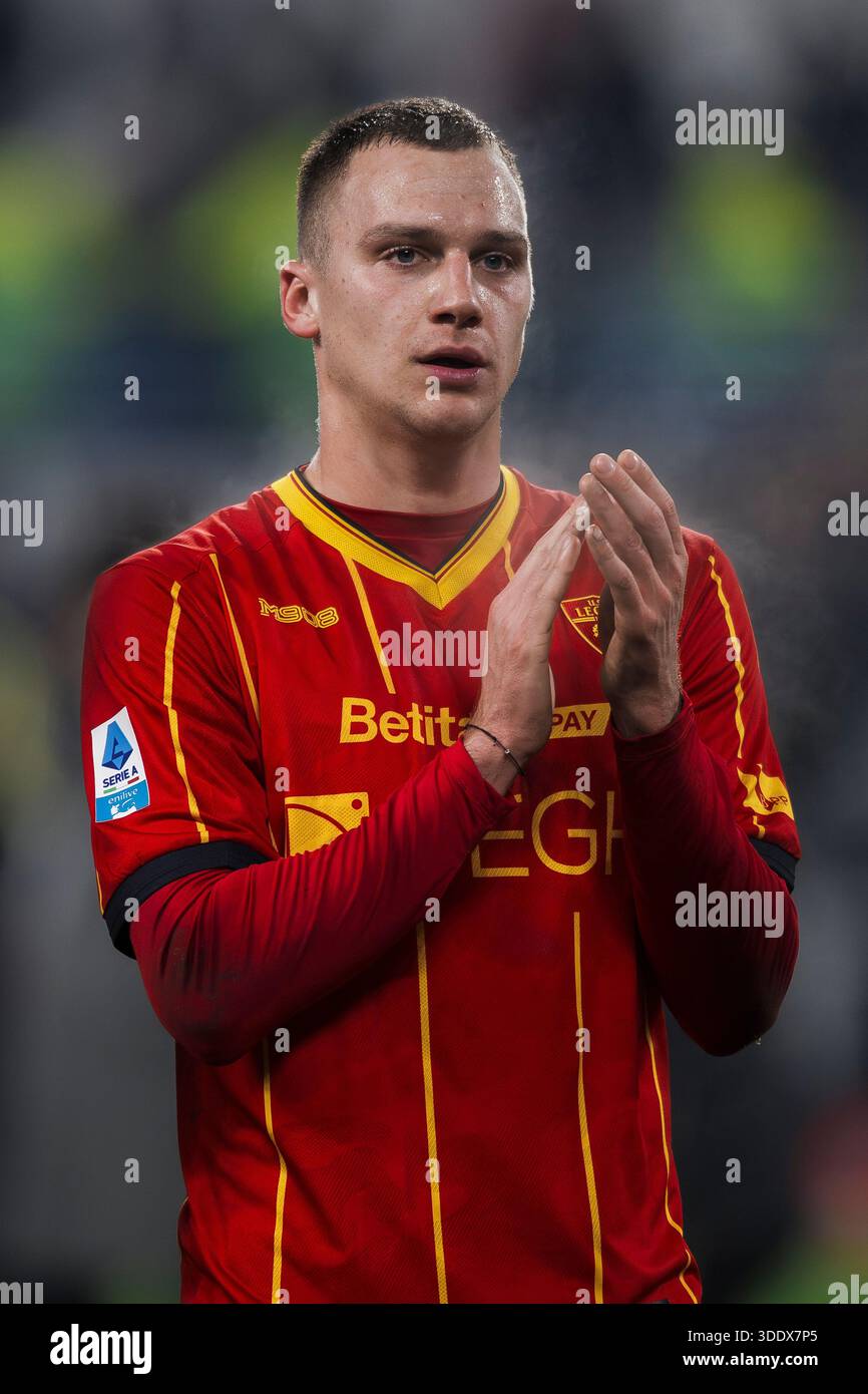 Nikola Stulic of US Lecce gestures at the end of the Serie A football ...