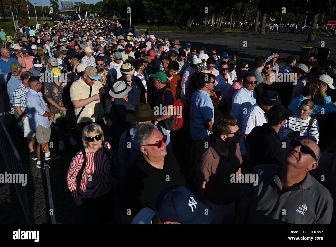 A huge crowd line up waiting for the gates to open during Day 1 of the ...