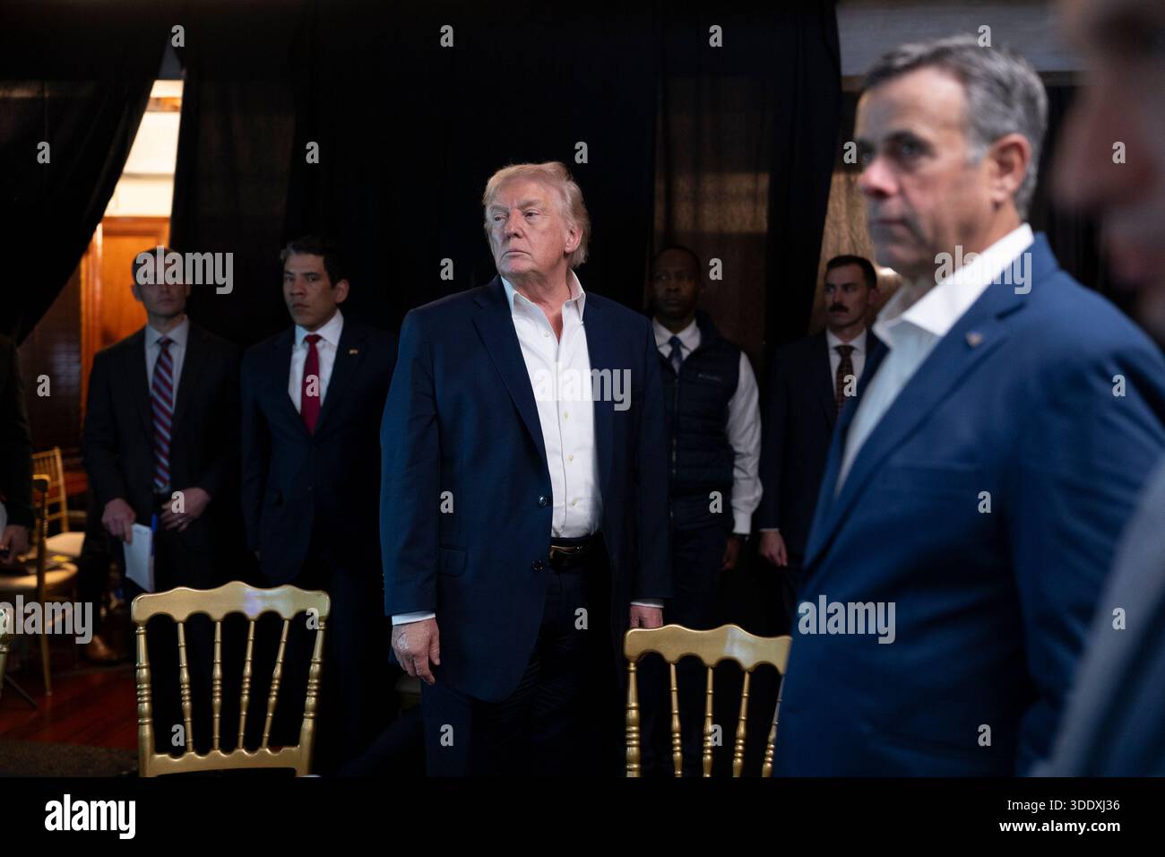 In this photo released by the White House, President Donald Trump ...