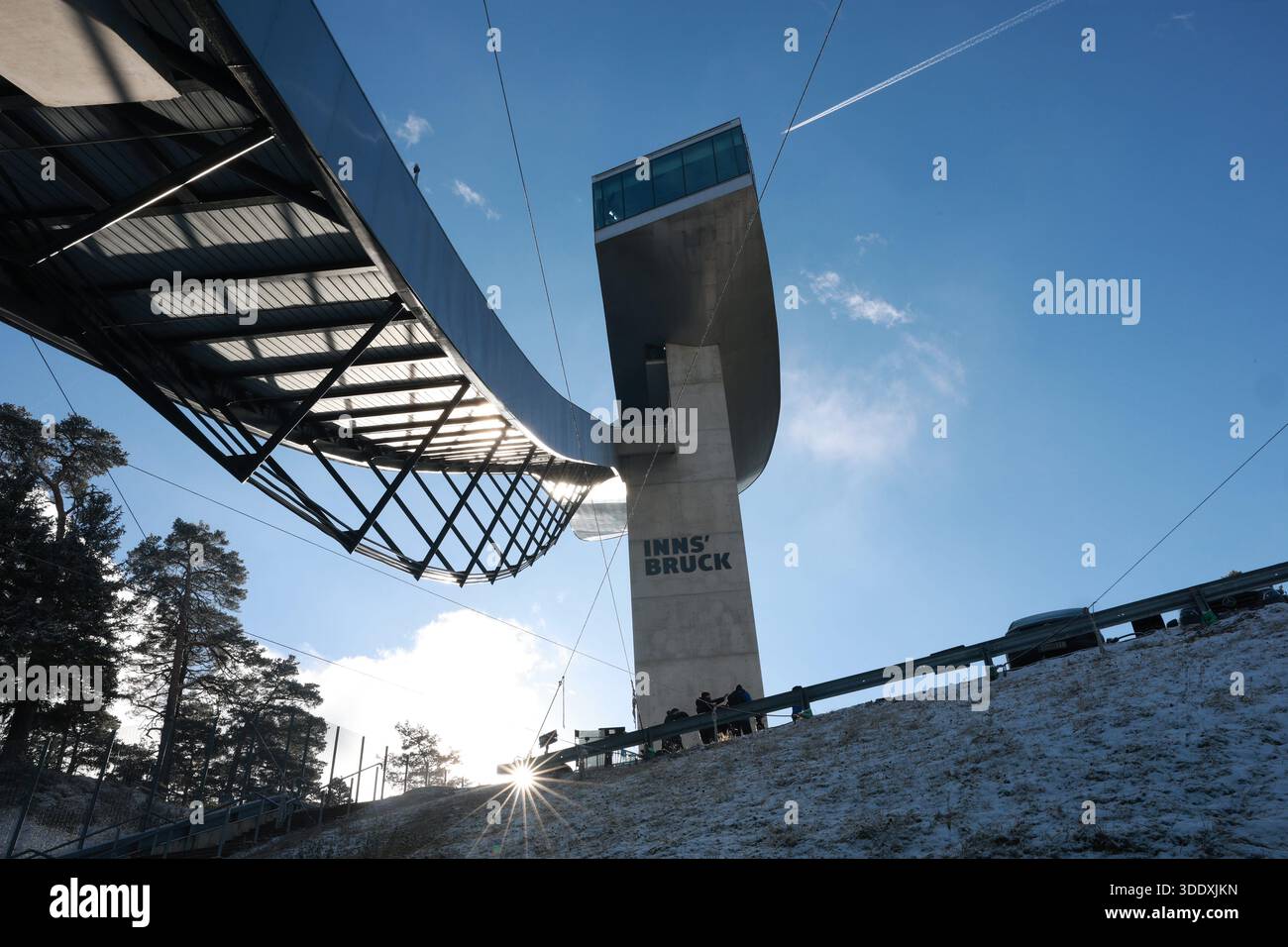 A photo shows the Bergisel Ski Jump, which hosts the men's individual ...