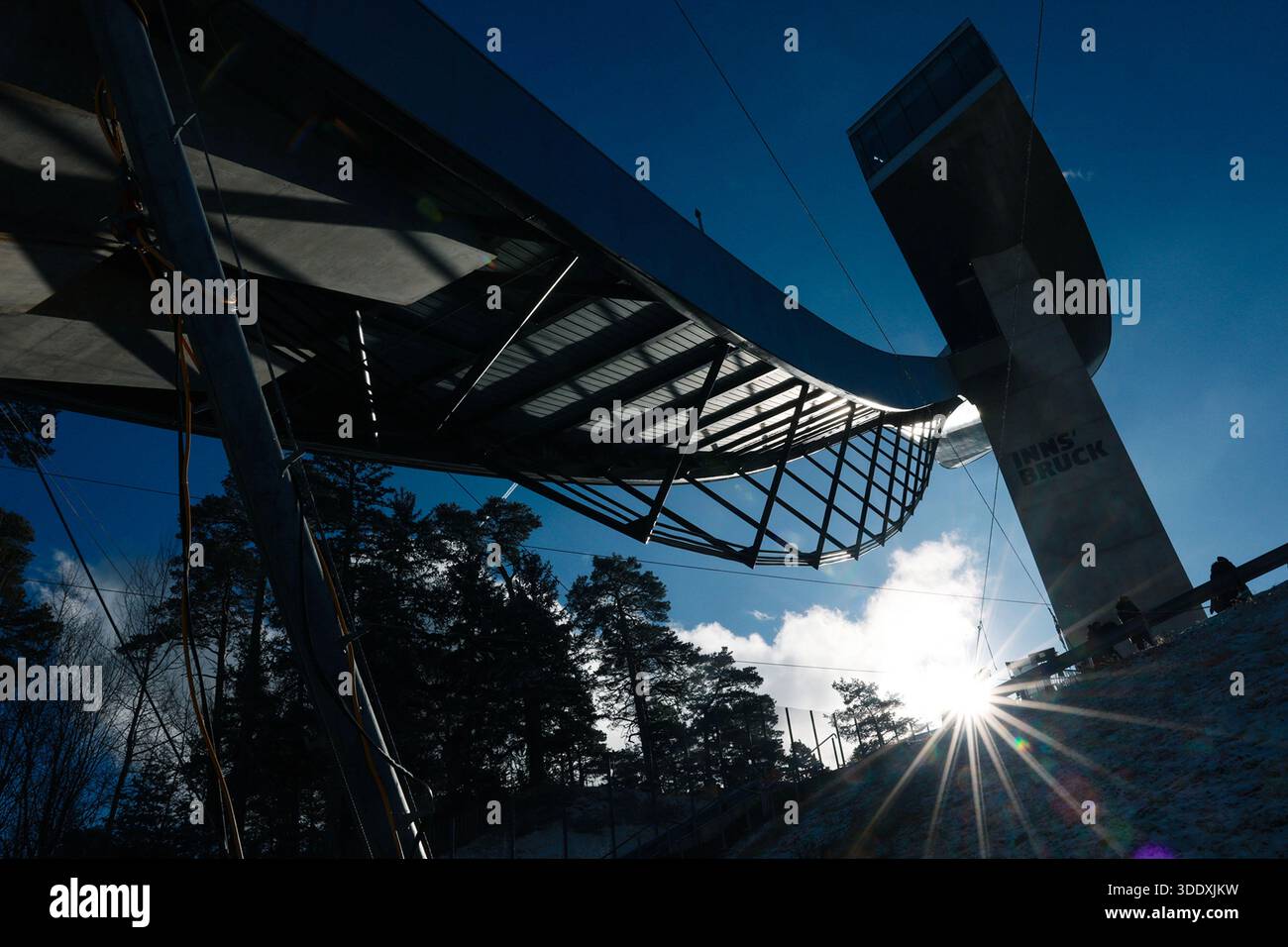 A photo shows the Bergisel Ski Jump, which hosts the men's individual ...