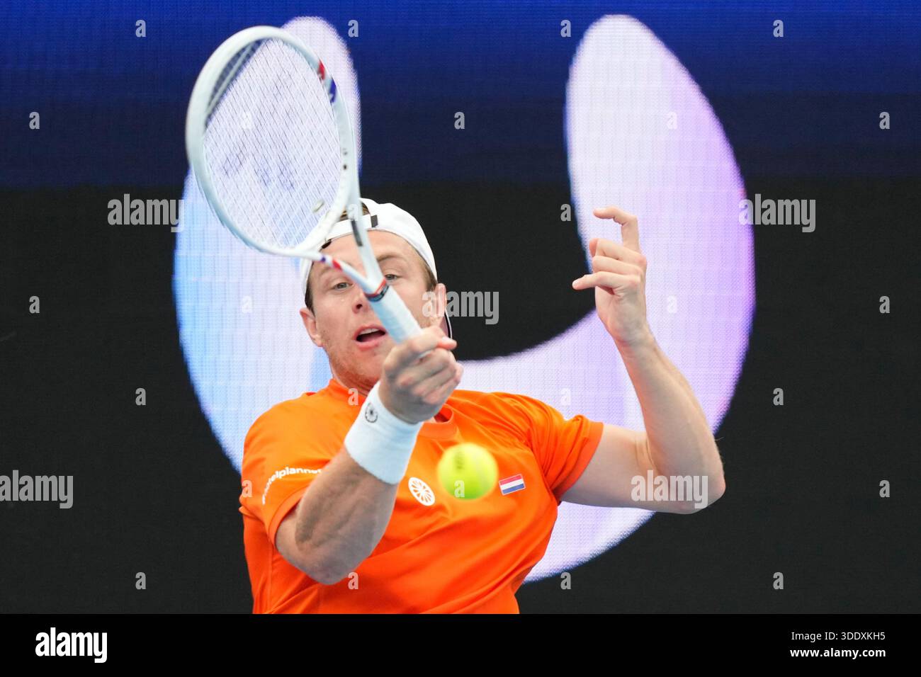 Tallon Griekspoor of Netherlands hits a forehand to Alexander Zverev of ...