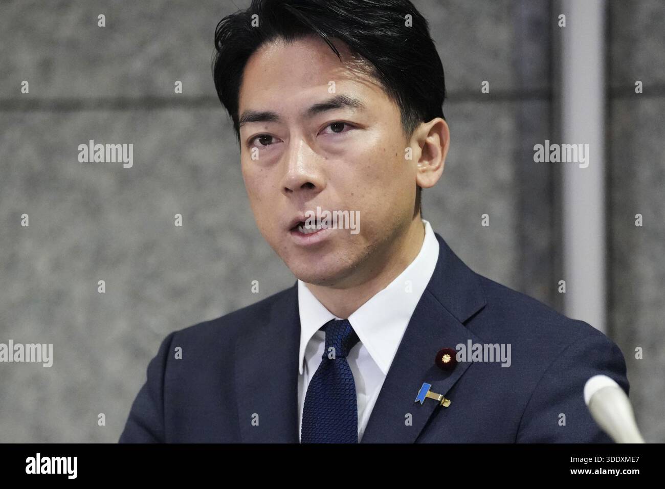 Japanese Defense Minister Shinjiro Koizumi speaks at a press conference ...