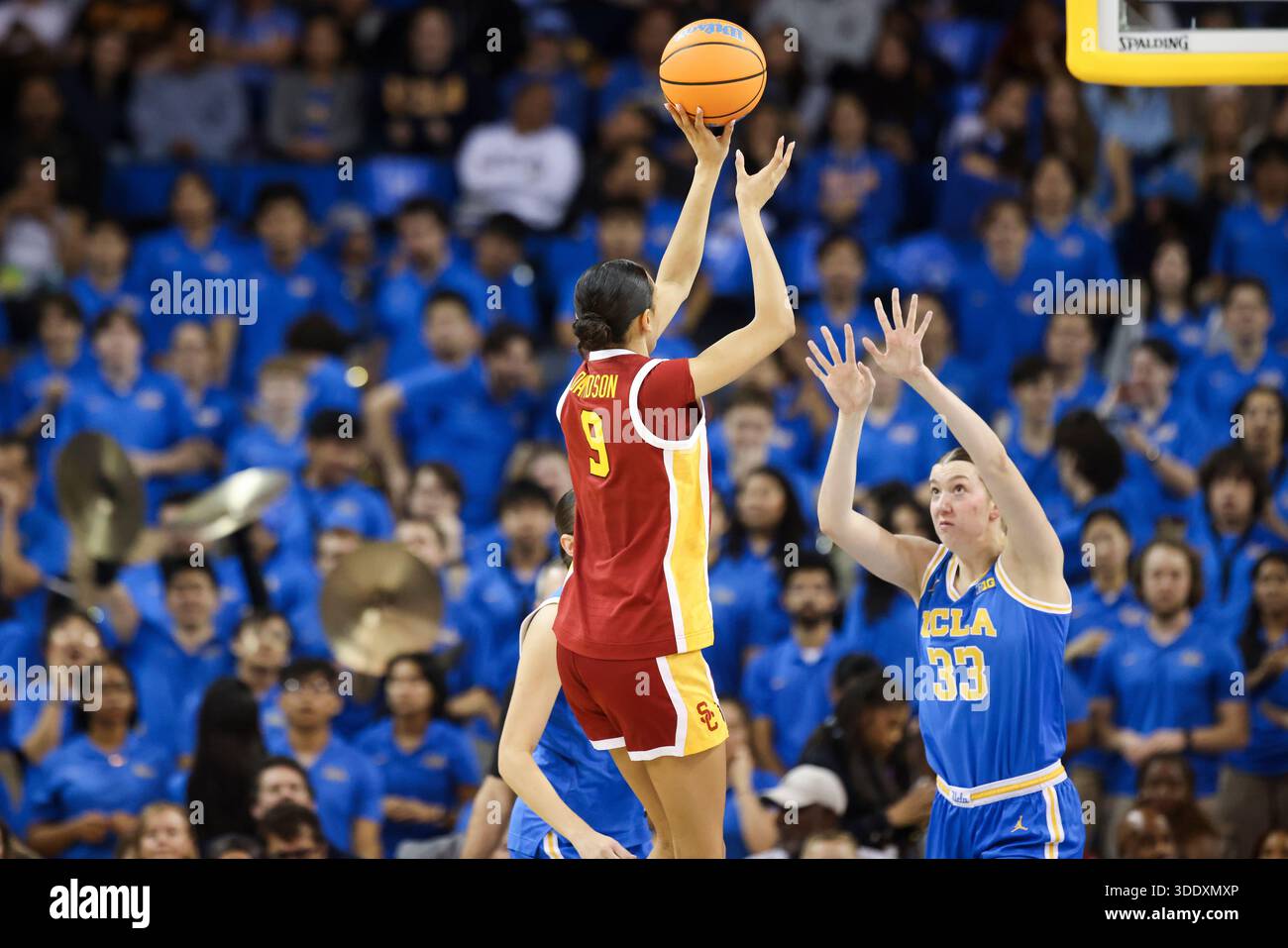 Southern California guard Jazzy Davidson (9) shoots against UCLA ...