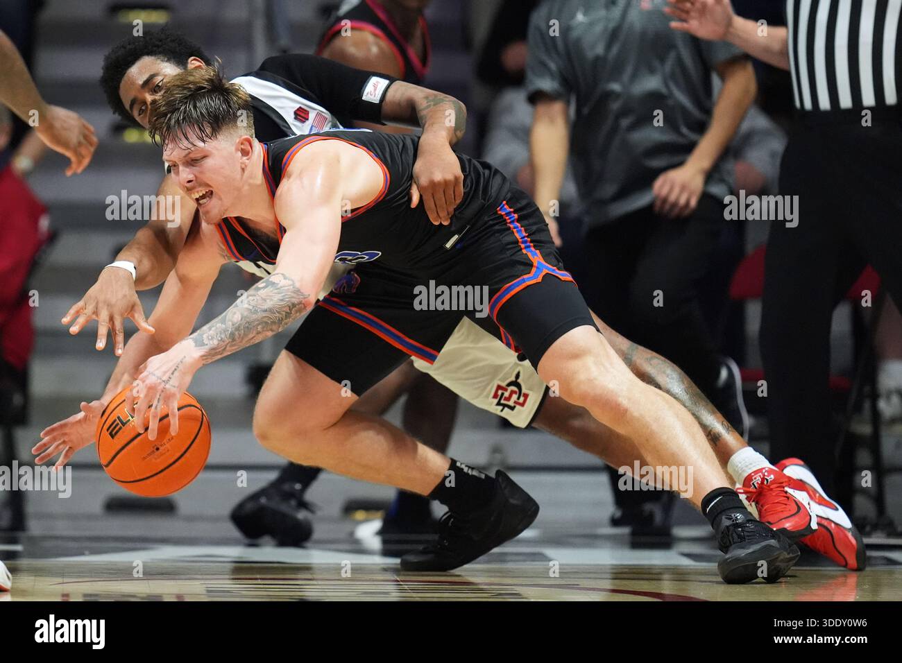 Boise State forward Andrew Meadow, front, battles San Diego State ...