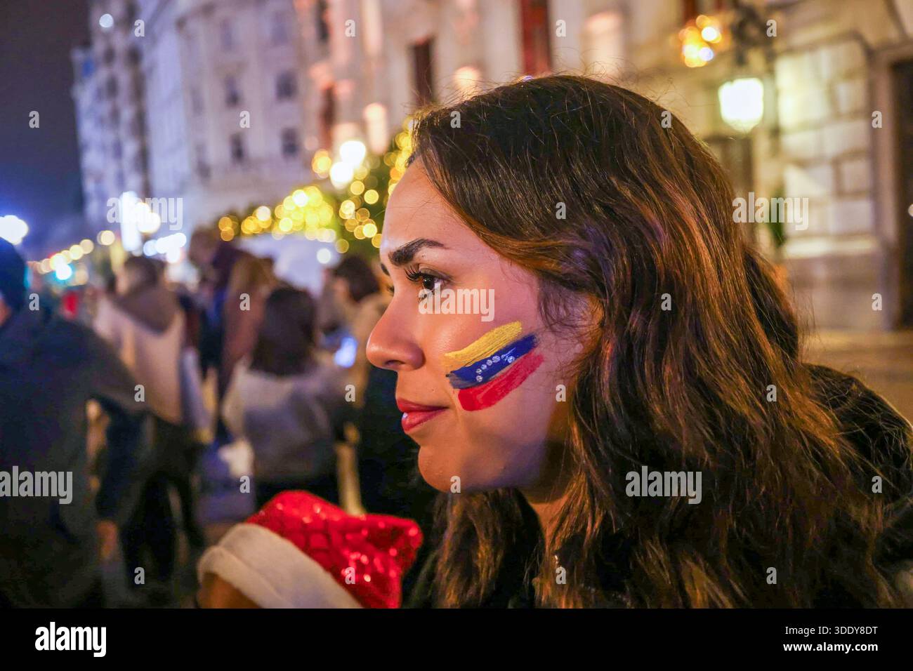 Valencia, Spain, 3 January 2026. Venezuelan demonstrators celebrate the ...