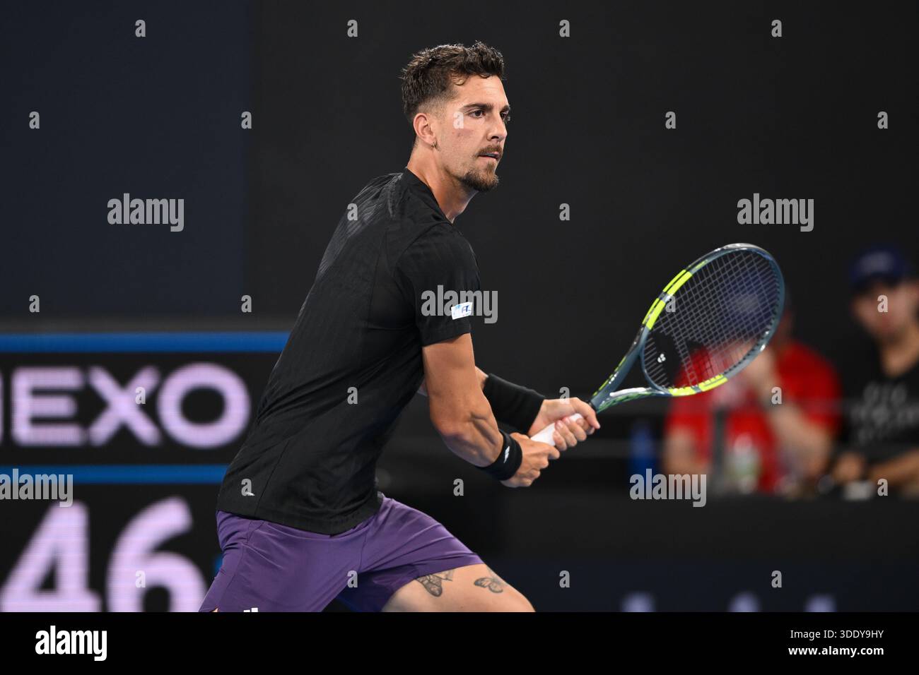 Thanasi Kokkinakis in action during day 1 of the Brisbane International ...