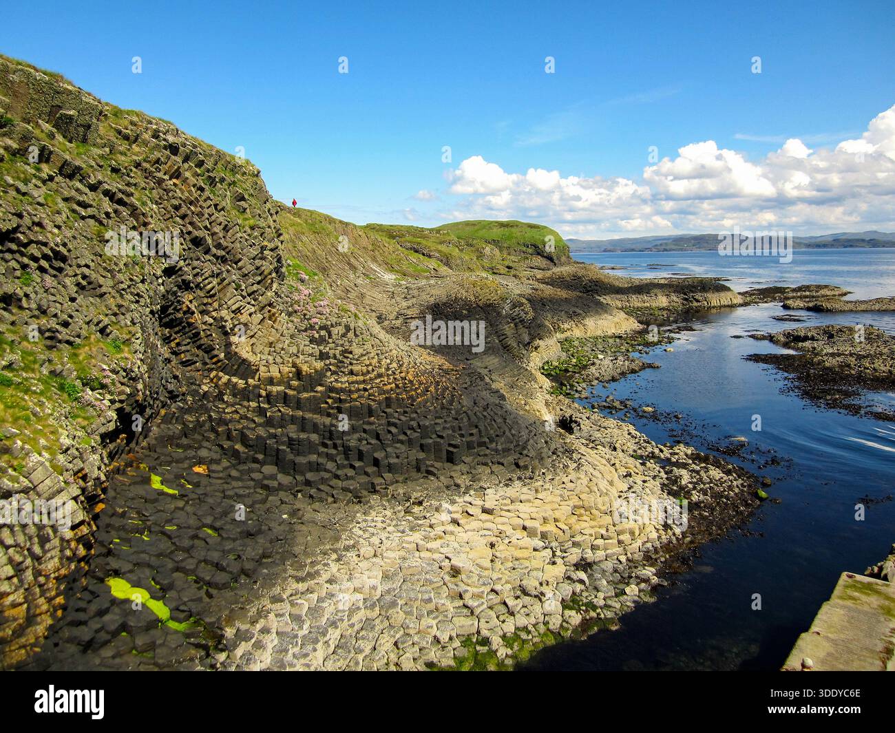 Distinctive hexagonal basalt columns of the Isle of Staffa, in the ...