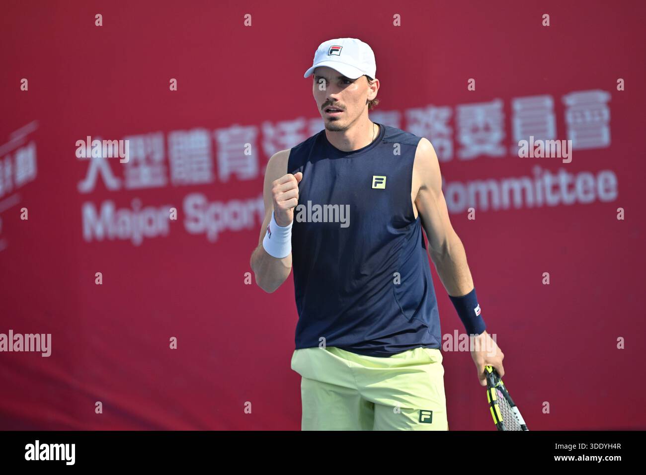 Patrick Kypson, an American tennis player, during a match at the Hong ...