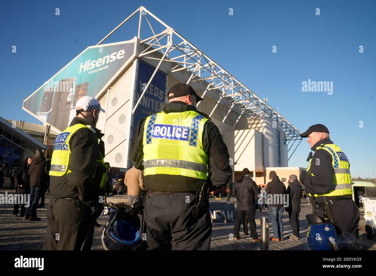 Police officers outsides the ground ahead of the Premier League match ...