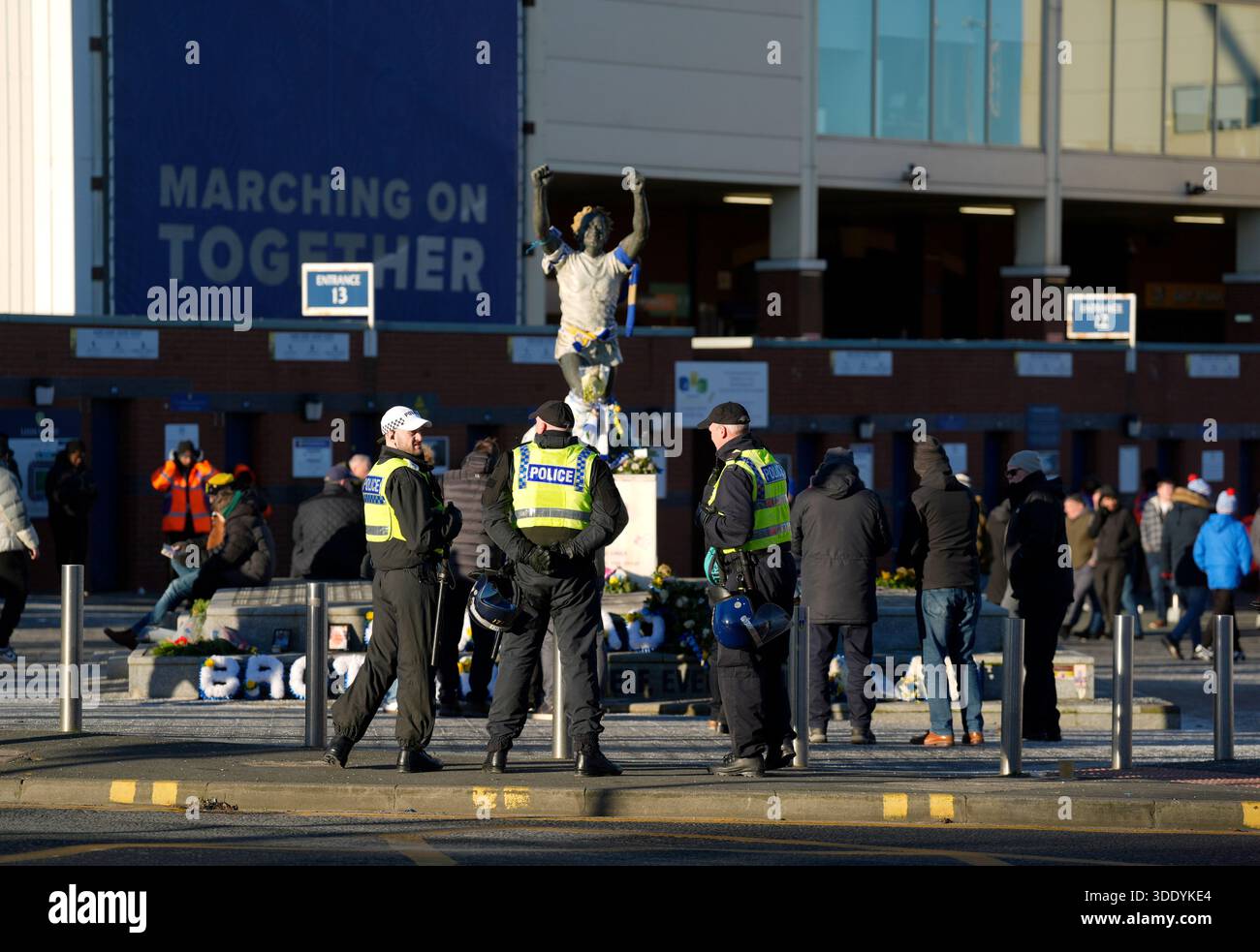Police officers outsides the ground ahead of the Premier League match ...