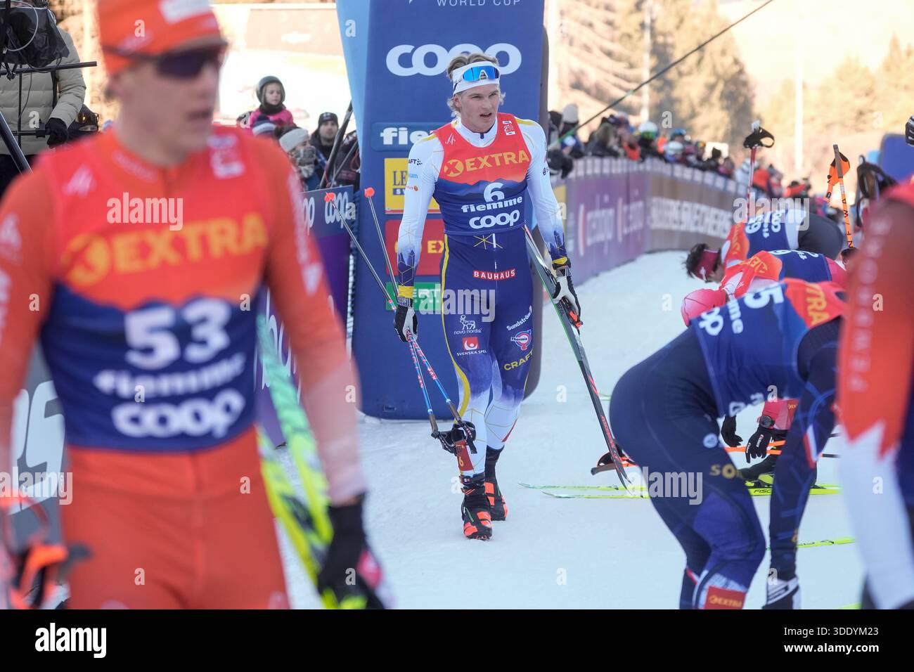 Alpe Cermis, Italy 20260104. Edvin Anger from Sweden in the finish area ...