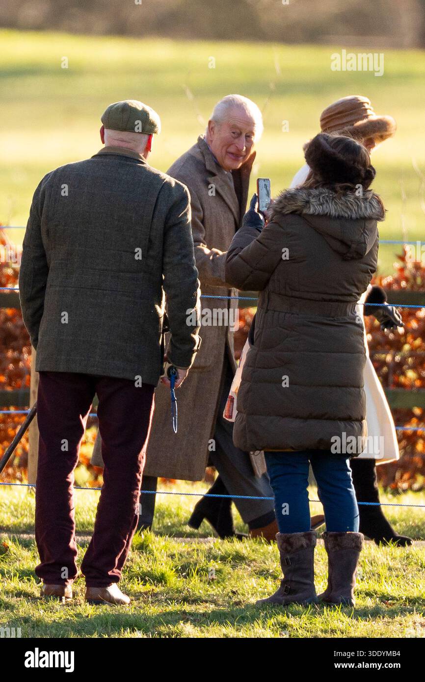 King Charles III attends the Sunday morning church service at St Mary ...