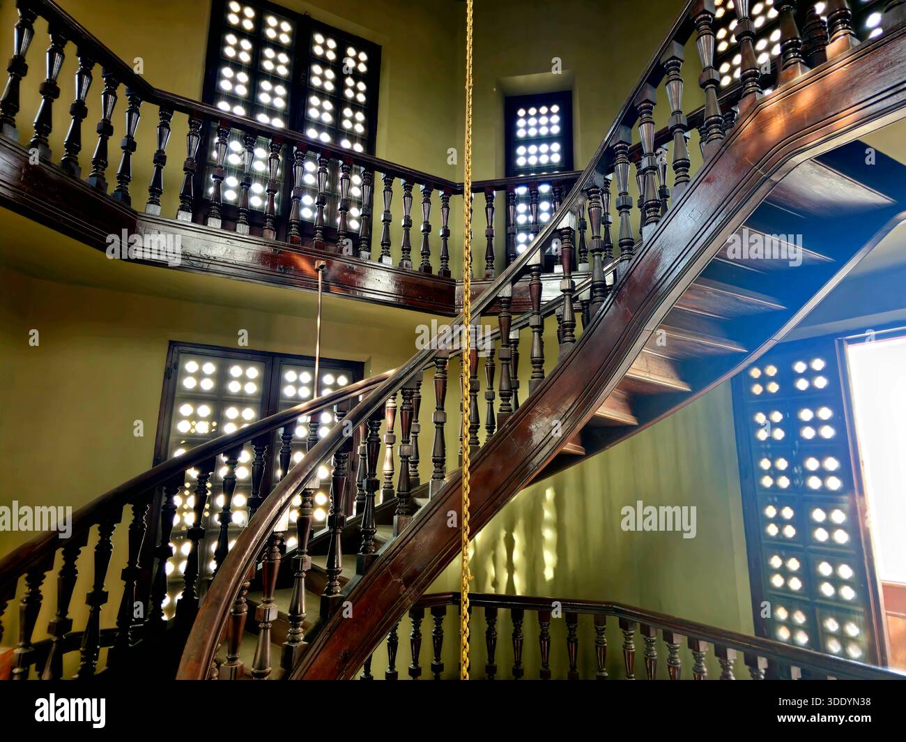 Cairo, Egypt, January 1 2026: the wooden stair of The Baron Empain ...