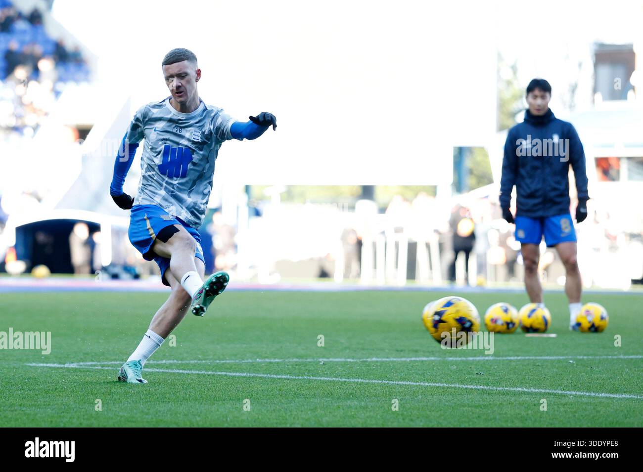 Birmingham City's Jay Stansfield warms up before the Sky Bet ...