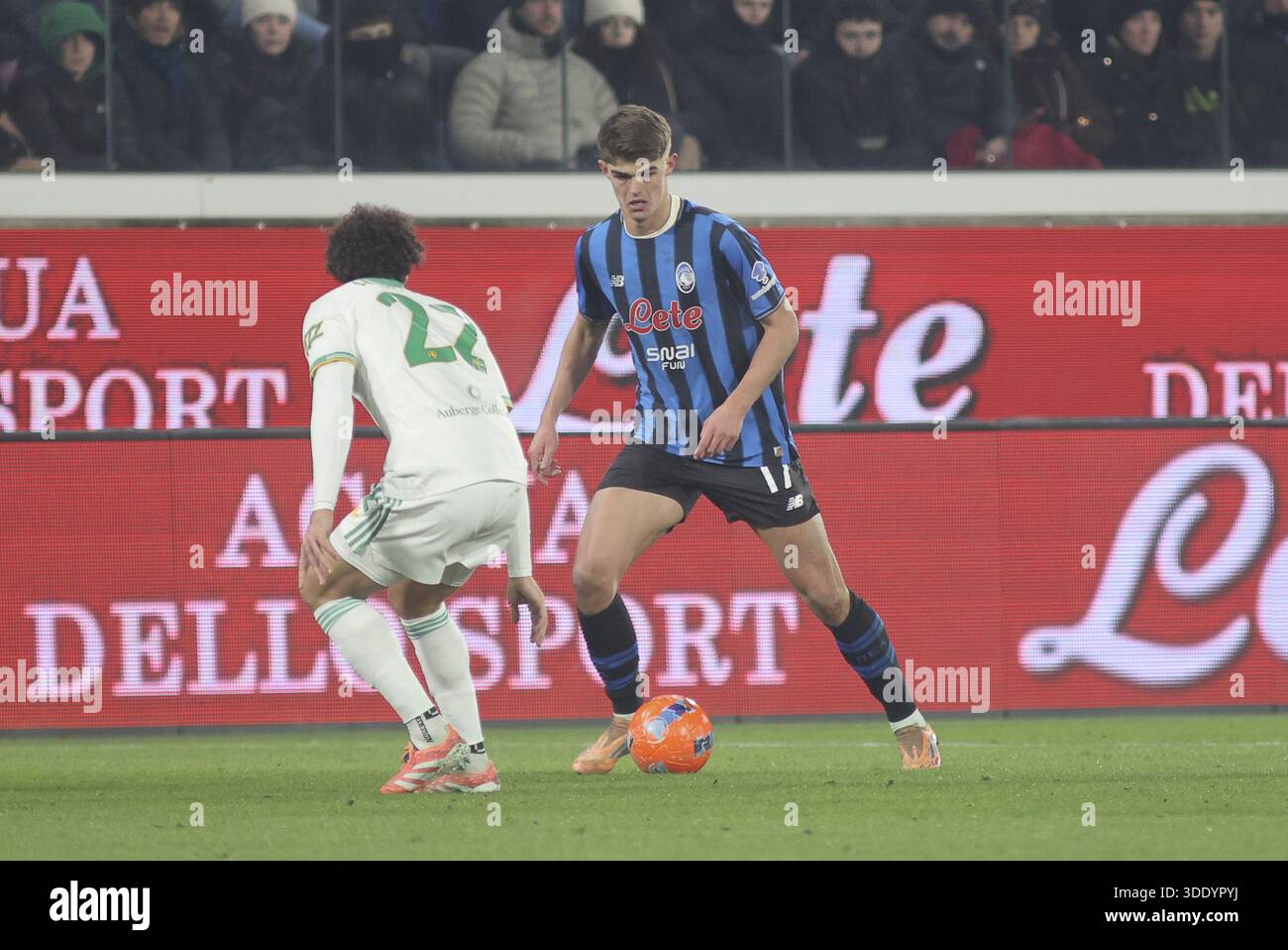 Charles De Ketelaere of Atalanta BC. competes for the ball with Mario ...